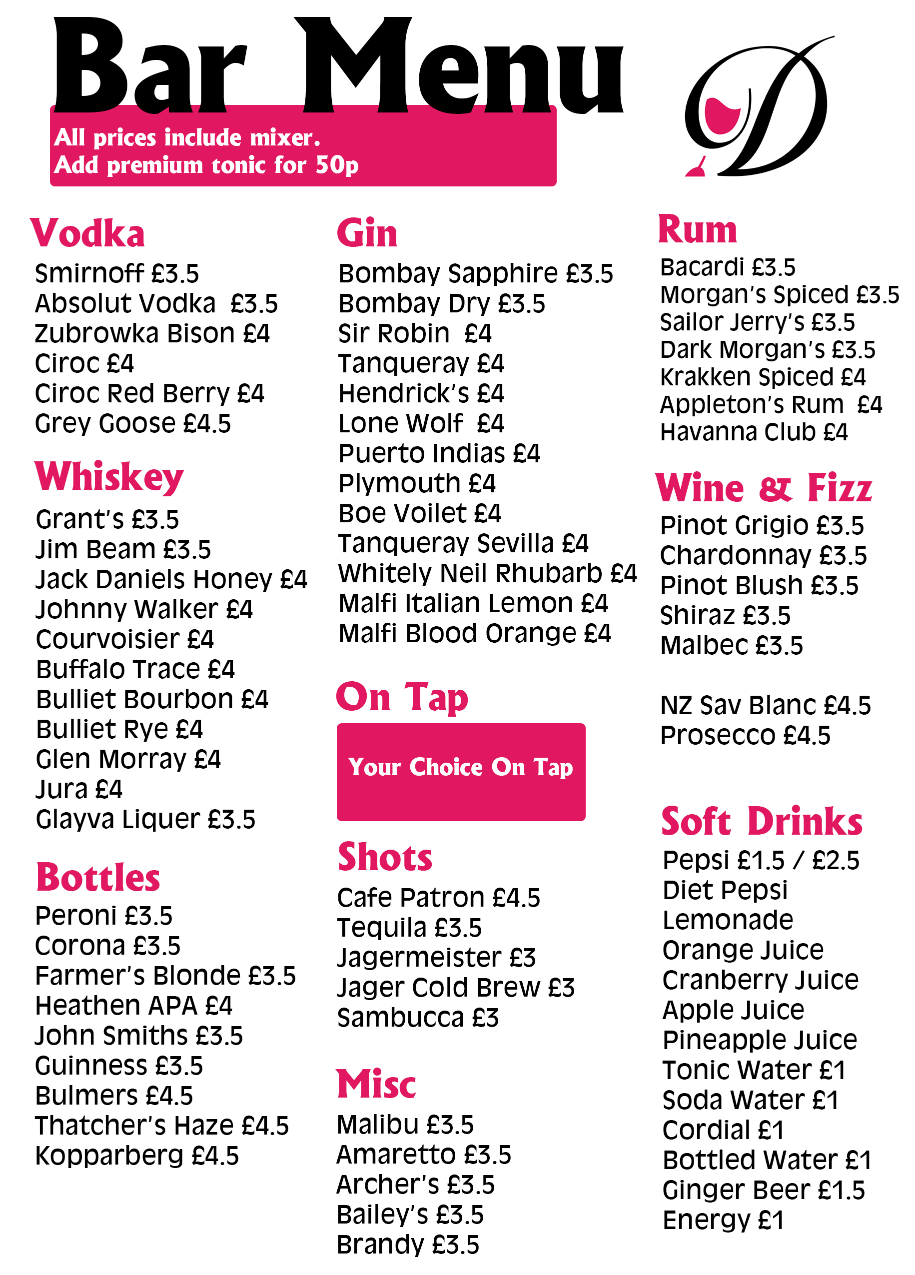 Bar Menu 19-20 - Drinks Now Event Bars - Bespoke Mobile Bar Hire For ...